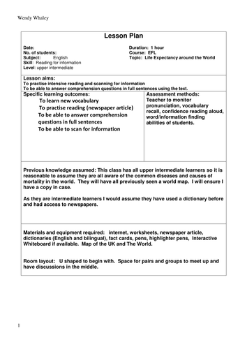 Life Expectancy around the World. (Geography and English) Students of ...