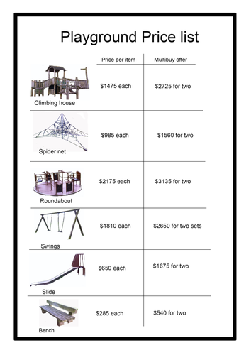 Complete Lesson - 5th Grade - Using Money $ - Design a playground ...