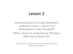 Analysing Lady Macbeth in Act 1, Scene 5 of 'Macbeth' | Teaching Resources