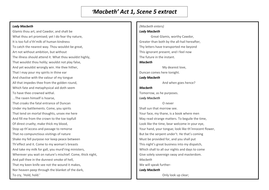 Analysing Lady Macbeth in Act 1, Scene 5 of 'Macbeth' | Teaching Resources