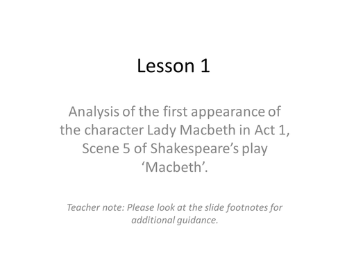 Analysing Lady Macbeth in Act 1, Scene 5 of 'Macbeth' | Teaching Resources