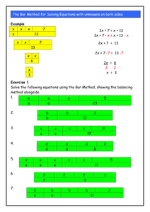 Solving Linear Equations using the Bar Method by ianmckenzie - UK ...