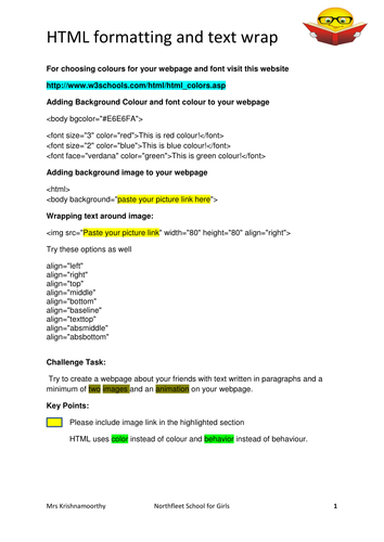 HTML Helpsheets | Teaching Resources