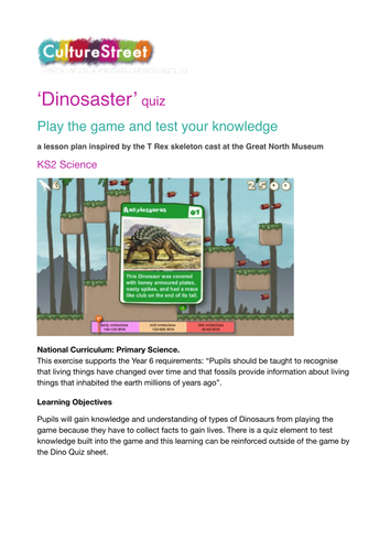 Extinction of the Dinosaurs game and quiz | Teaching Resources