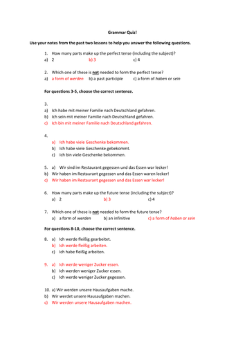 Grammar Quiz | Teaching Resources