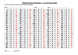 52, 100 Question multiplication and division challenges | Teaching ...