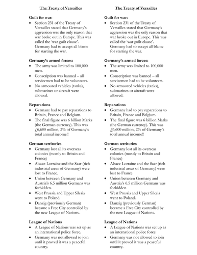 Interpretations of the Treaty of Versailles | Teaching Resources