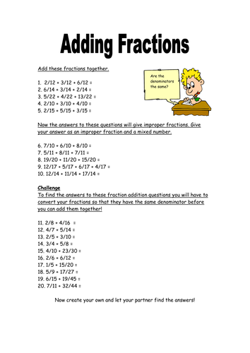 Adding Fractions | Teaching Resources