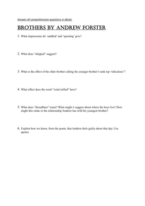 Brothers by Andrew Forster work sheet by the happy little elf - UK ...