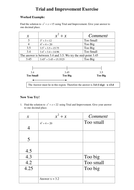 Trial and Improvement Worksheet | Teaching Resources