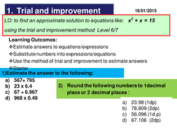 Trial and Improvement Worksheet | Teaching Resources