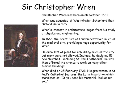 Sir Christopher Wren - Information and Works | Teaching Resources