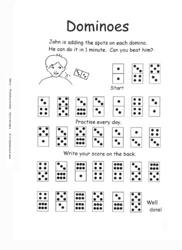 A-Minute-A-Day Maths 'Dominoes' counting up to 12 | Teaching Resources