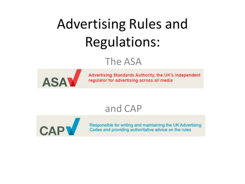 Advertising Rules and Regulations (ASA/CAP) | Teaching Resources