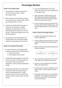 Percentages GCSE Revision Worksheet by Jo Morgan - UK Teaching ...