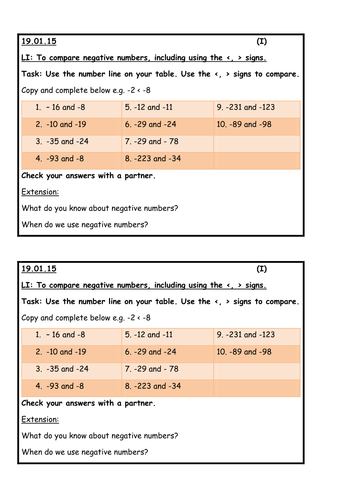Year 5 Negative numbers planning and resources | Teaching Resources Year 5 Negative numbers planning and resources | Teaching Resources