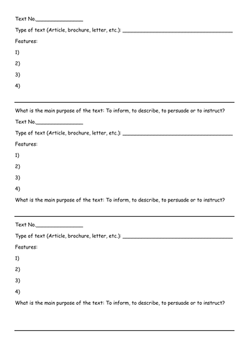 Analysing text features / types of text | Teaching Resources