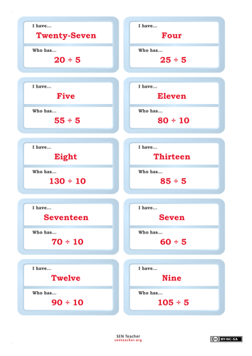 Maths Loop Cards (Follow Me, I Have Who Has) | Teaching Resources