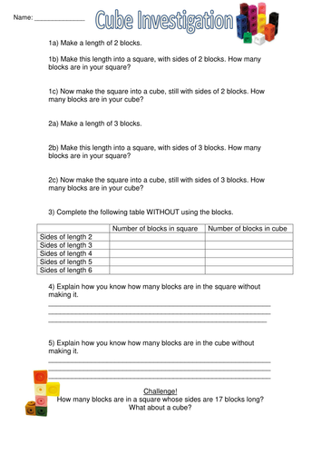 Square & Cube numbers - multilink investigation | Teaching Resources Square & Cube numbers - multilink investigation | Teaching Resources