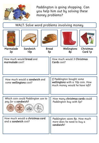 Word Problems Involving Money | Teaching Resources