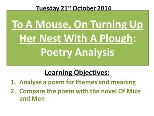 Of Mice and Men - To a Mouse (R. Burns) | Teaching Resources