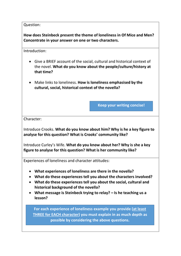 OMaM Controlled Assessment Prep and Revision - Loneliness | Teaching ...