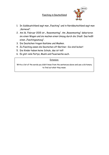 Fasching / Karneval in Deutschland | Teaching Resources
