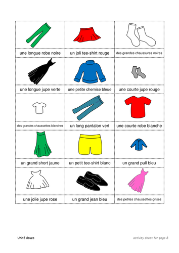Salut Sophie french Unit 12 - Clothes | Teaching Resources