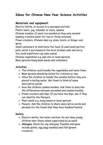 Ideas for Chinese New Year Science | Teaching Resources