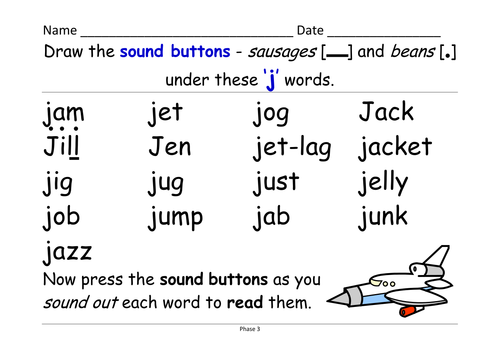 Phase 3: Draw the 'sound buttons' [sausages and beans] activity - full ...