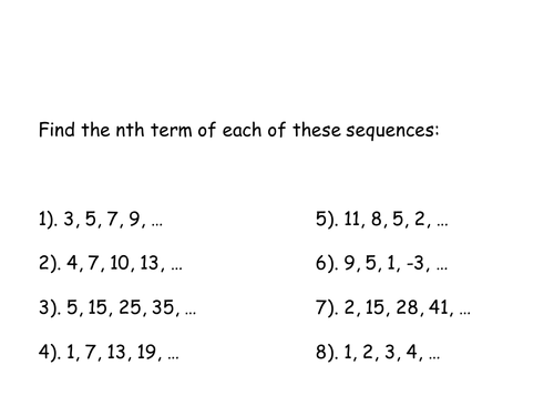 Sequences and nth Term | Teaching Resources