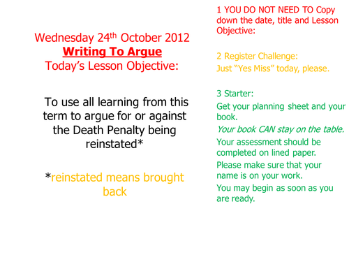 Full Unit of Work - Death Penalty Reading and Writing Assessment ...