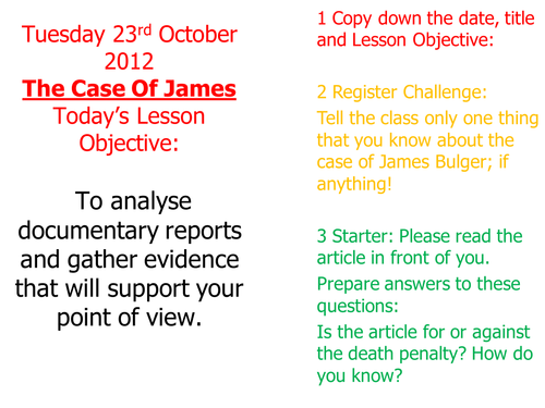 Full Unit of Work - Death Penalty Reading and Writing Assessment ...