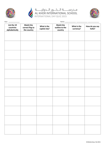 International Day Quiz | Teaching Resources