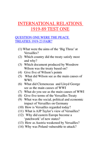 GCSE Modern World International Relations Revsion Quiz | Teaching Resources