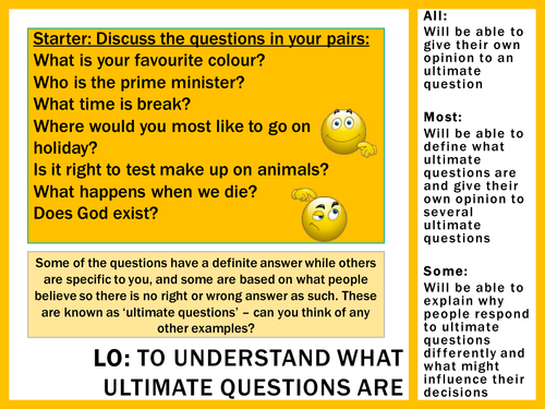 Ultimate Questions SOW (Life after death) | Teaching Resources