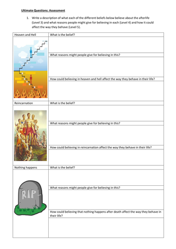 Ultimate Questions SOW (Life after death) | Teaching Resources