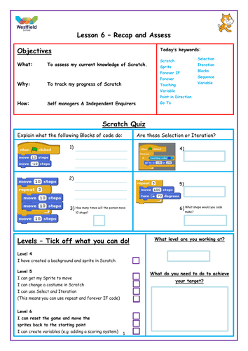 Scratch Lesson 6 - Assessment | Teaching Resources