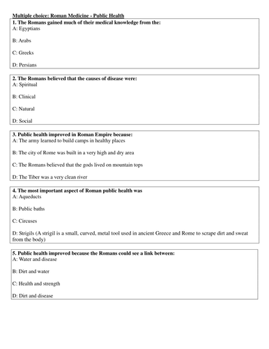 MEDICINE THROUGH TIME - REVISION PUBLIC HEALTH | Teaching Resources