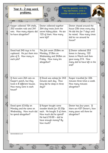 Year 4/5 word problems, all operations. | Teaching Resources
