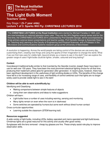 The Light Bulb Moment | Teaching Resources