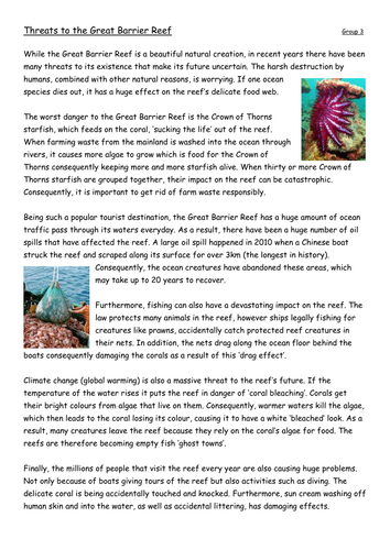 Great Barrier Reef Threats | Teaching Resources