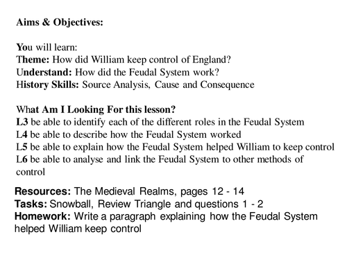 How did William keep control Scheme of Work with lesson resources ...