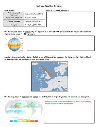 Extreme Weather Revision A3 - AS Edexcel | Teaching Resources