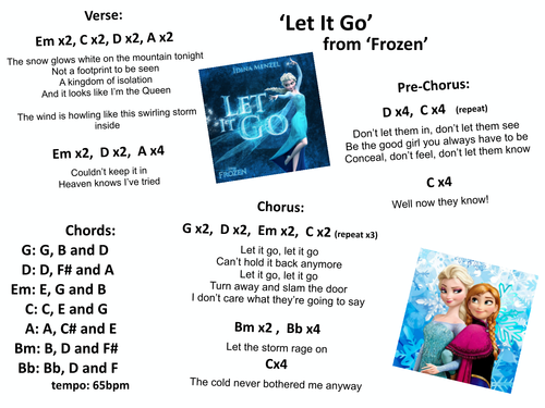'Let It Go' from Frozen Pupil Handout | Teaching Resources