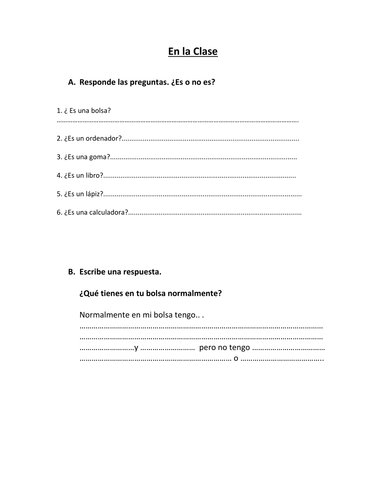 Club de español - Día 4 (Las cosas de clase y los colores) | Teaching ...