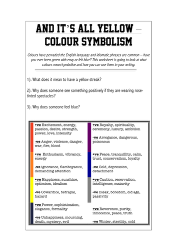 Creative Writing: Colour Symbolism | Teaching Resources