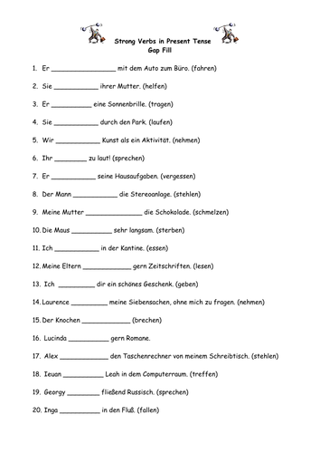 German - strong verbs present tense | Teaching Resources