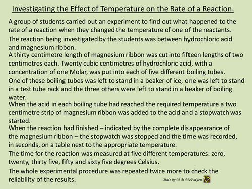The Effect of Temperature on Reaction Rate | Teaching Resources