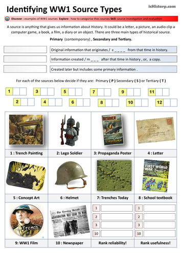 WW1 Source Types | Teaching Resources
